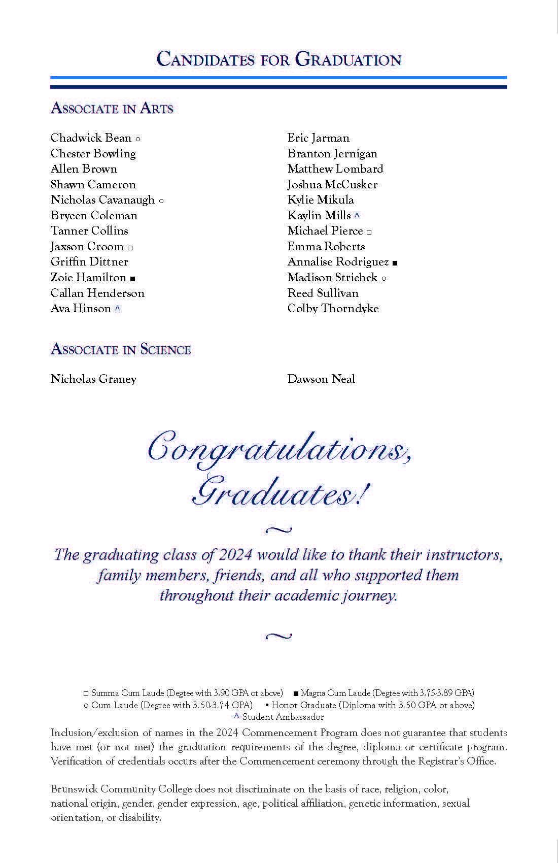 BCC Athletes Turn Tassels at Special Graduation Ceremony - Brunswick ...